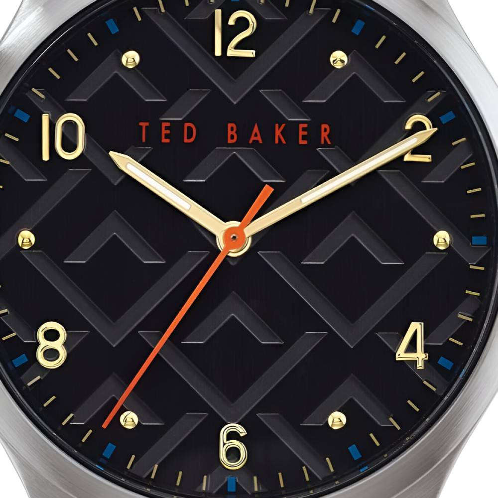 Buy Ted Baker Manhatt Silver Mesh Black Dial Watch (BKPMHS002) Online ...