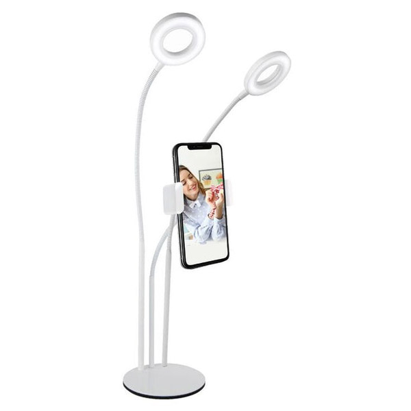 Vivitar 3 In 1 Desktop Stand with 2 Ring Lights with Phone Cradle ...