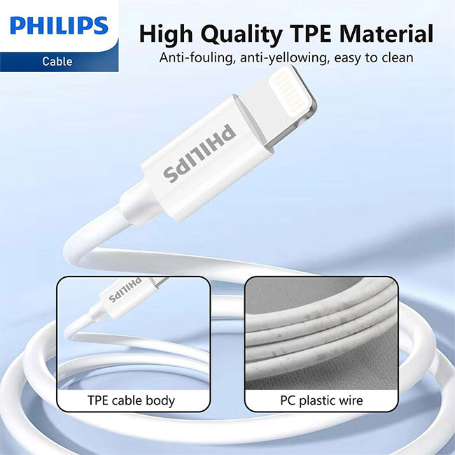 Buy Philips USB-C to Lightning Silicone Cable 1.2M - White Online - POP ...