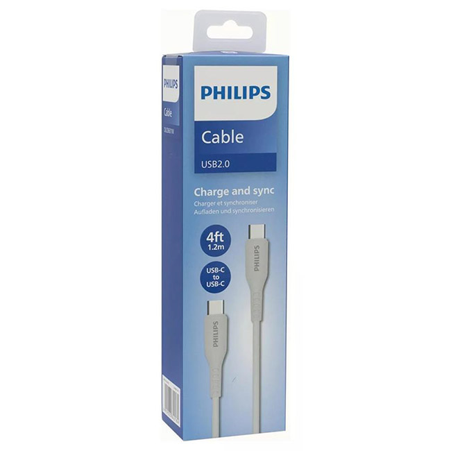 Buy Philips USB-C to USB-C Silicone Cable 1.2M - White Online - POP ...